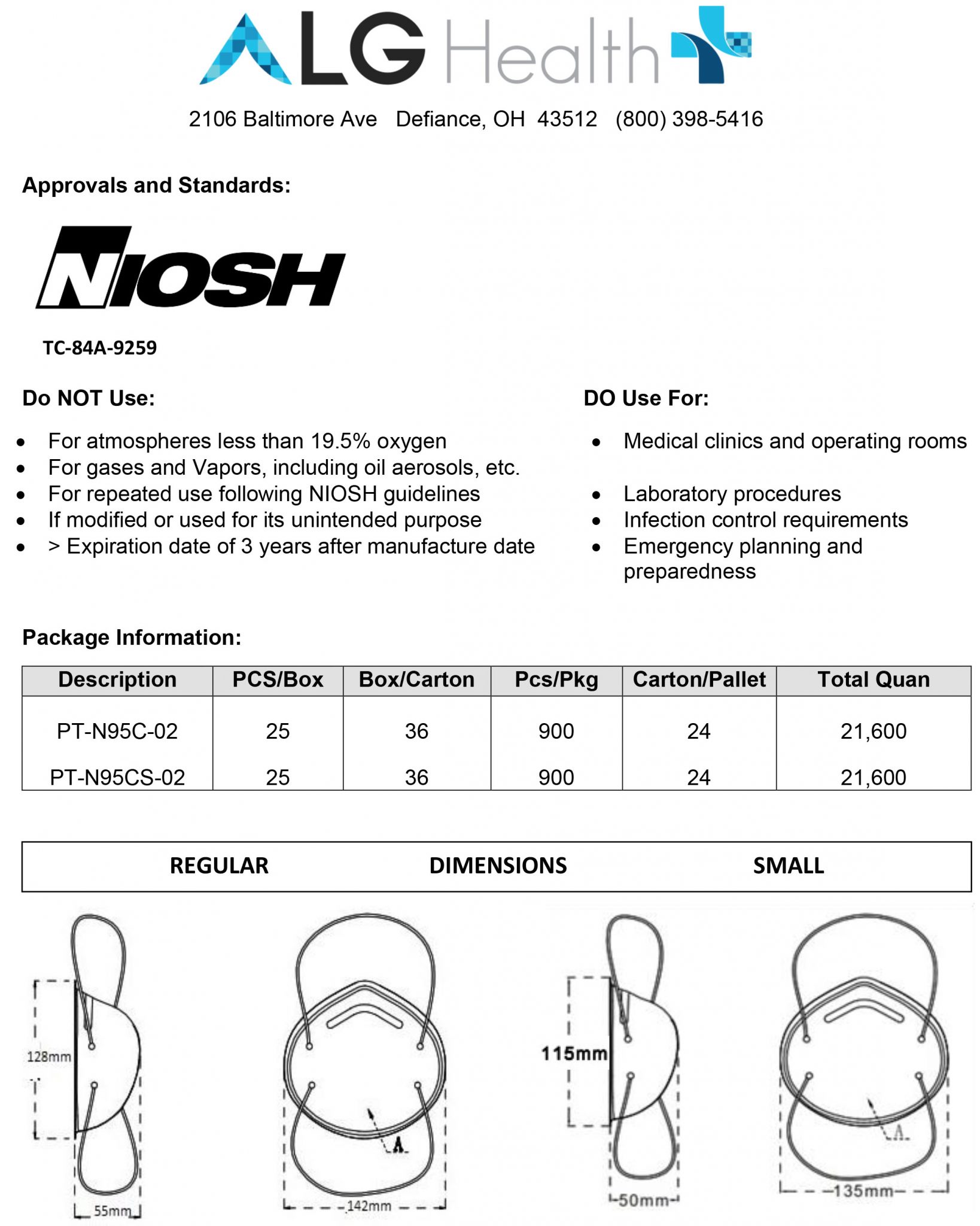 N95 Face Mask Respirator for Sale - NIOSH Approved - 25 Pack